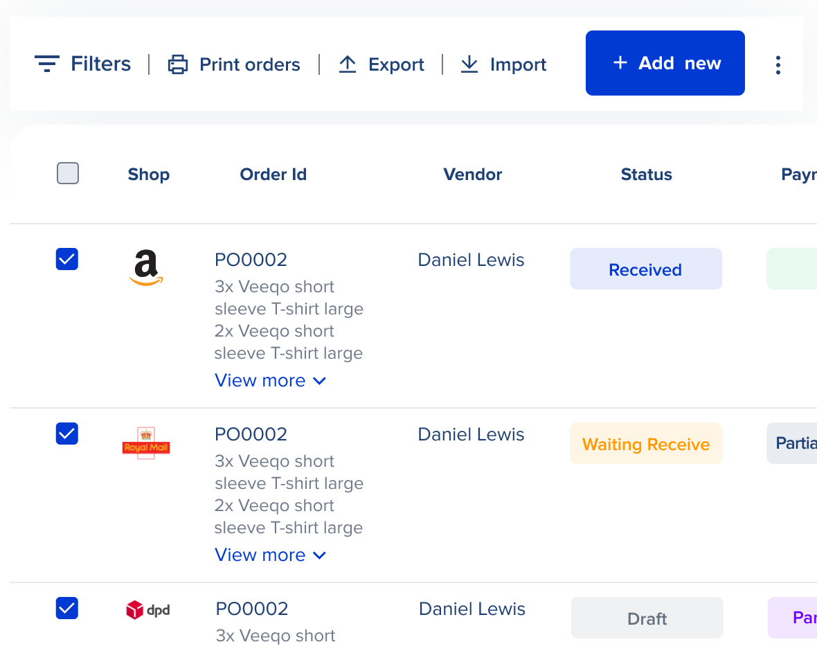 PO management - eSwap